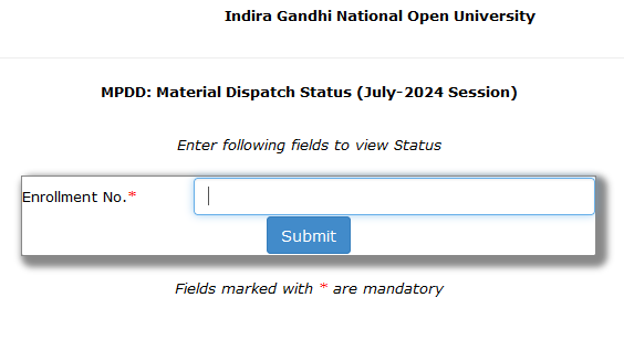 IGNOU Study Material download link e-gyankosh, book despatch status.